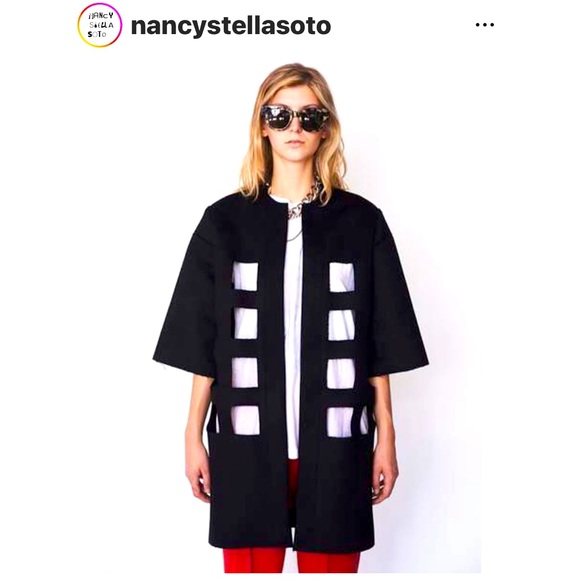 Jackets & Coats | Nancy Stella Soto Nyc Designer Modern Black Wool Coat ...